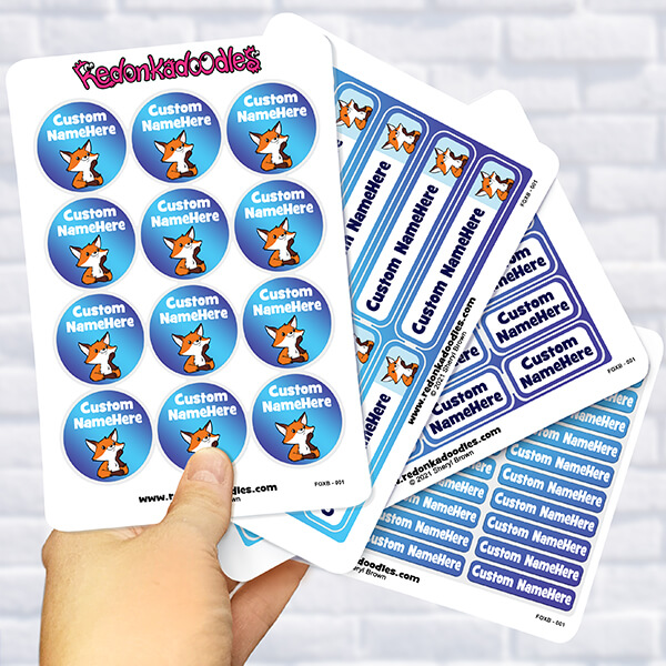Fox - Custom Name Labels - Redonkadoodles