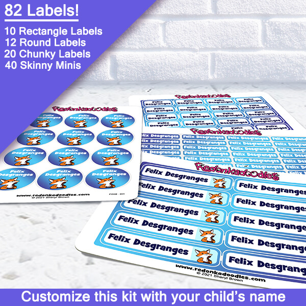 Fox - Custom Name Labels - Redonkadoodles
